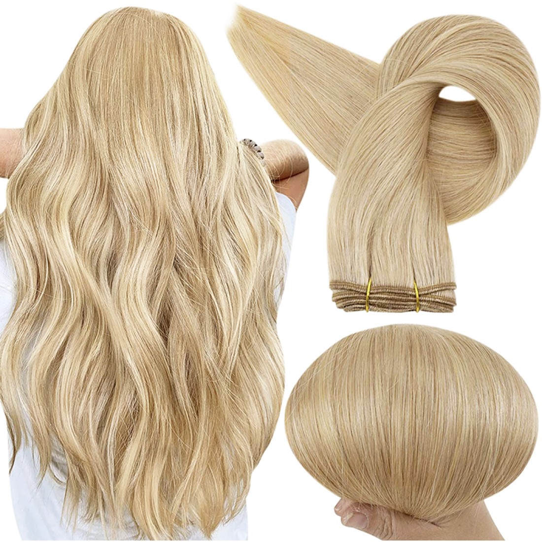 #22 BEACH BLONDE Weft/Weave Hair Extensions| Golden Lush Extensions Inc.